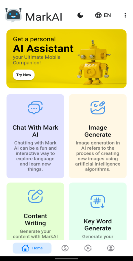 Mark AI - AI Content writing App | AI Image | keyword generator | Android iOS & web Payment ...