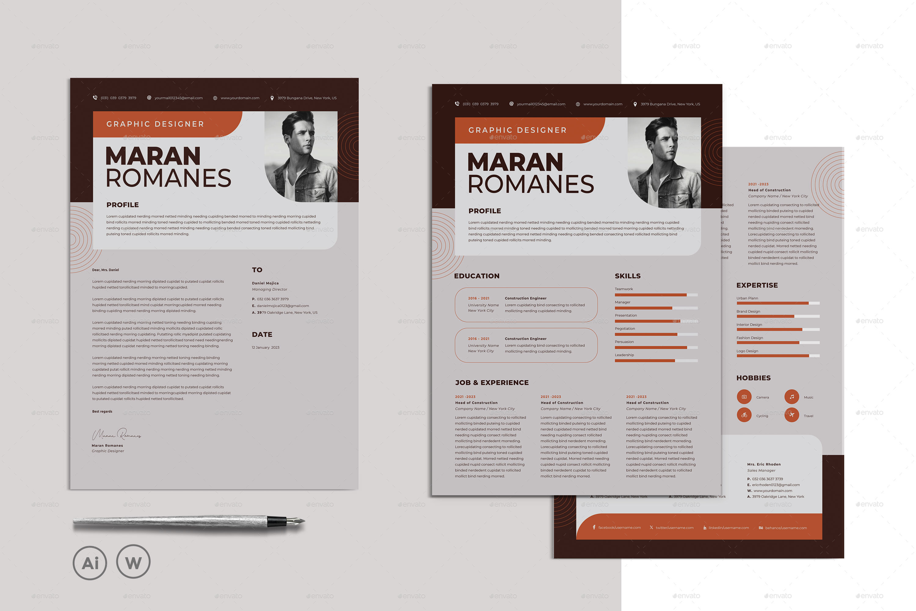 Resume Word Template, Print Templates | GraphicRiver