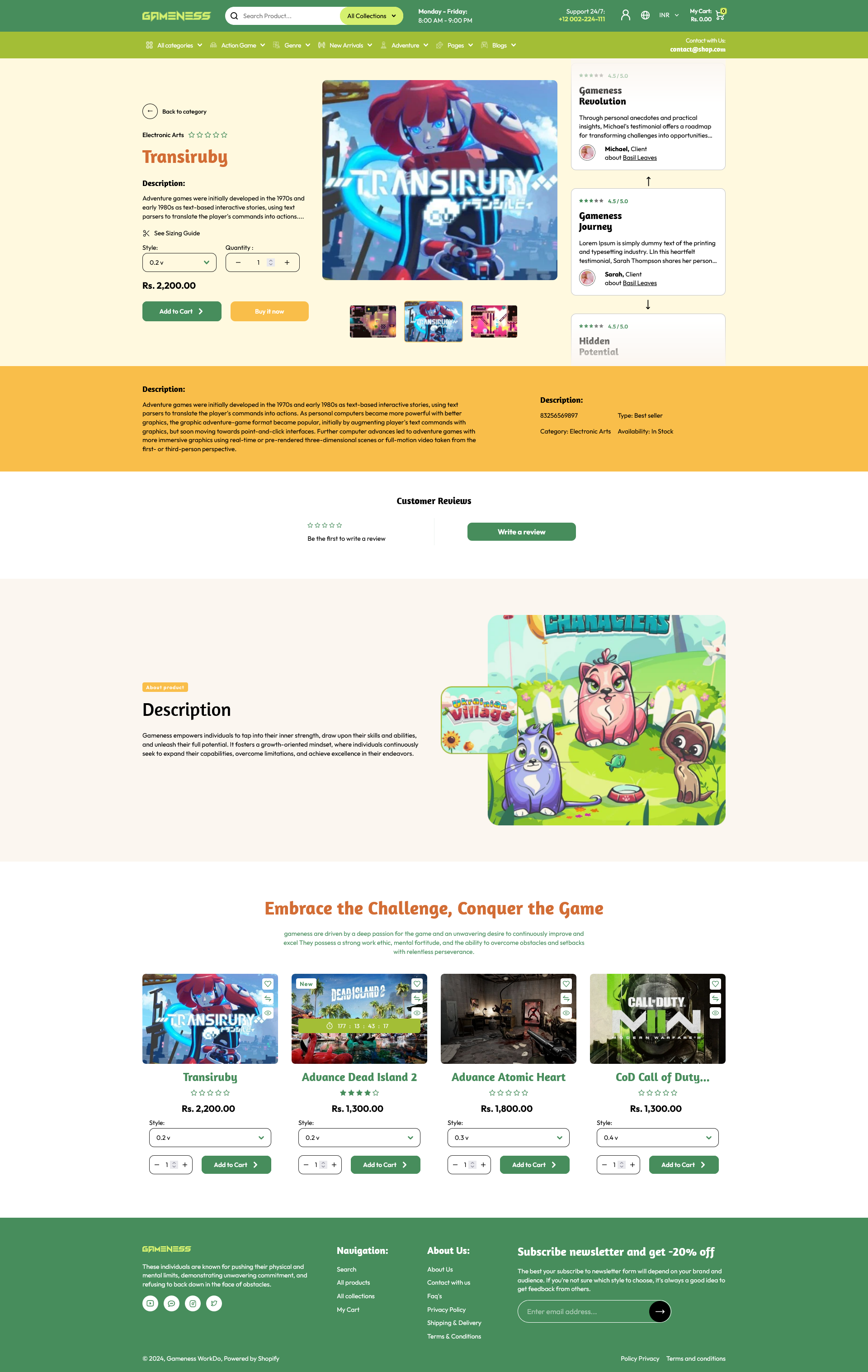 Gameness - Multipurpose Gaming Shopify 2.0 Store by WorkDo | ThemeForest