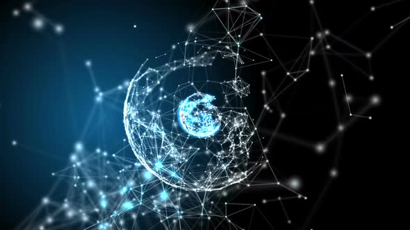 Two concentric spheres and lines structure evolving, Motion Graphics