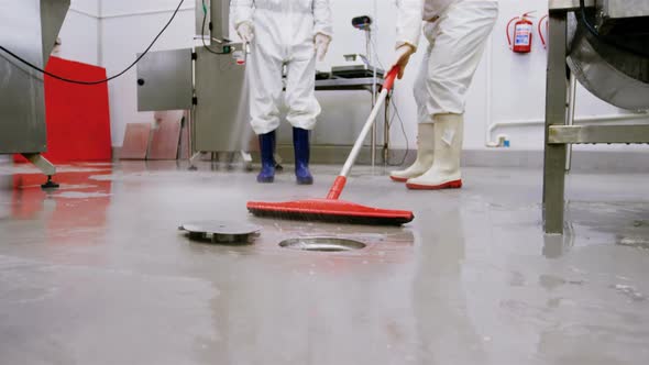 Butchers cleaning floor, Stock Footage | VideoHive