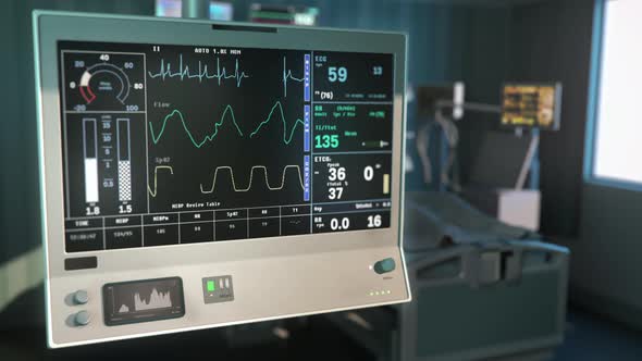 Electronic Artificial Ventilation Displays Vital Signs In Emergency ...
