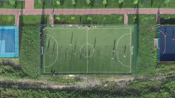 Football field court. Green soccer field outdoors., Stock Footage ...