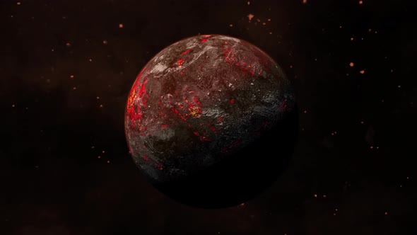 Lava planet in space with stars., Motion Graphics | VideoHive