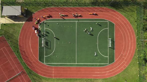 Flight Over the Football Field Top View, Stock Footage | VideoHive
