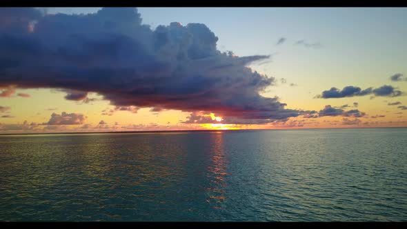 Aerial top view landscape of idyllic island beach wildlife by blue ...
