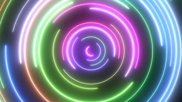 Neon Circle Ring Halo Loops Glow Bright Colors and Spin Slowly - 1080p ...