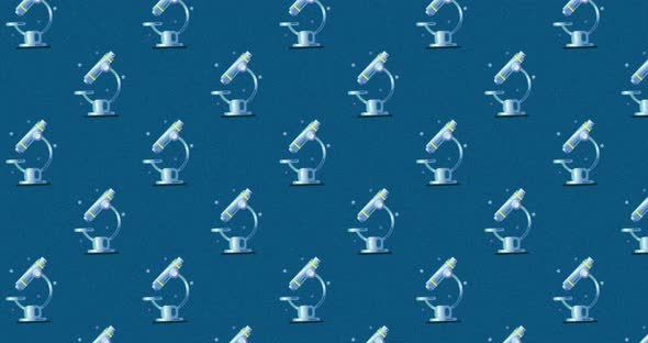 Several microscopes moving on a blue background, Motion Graphics | VideoHive