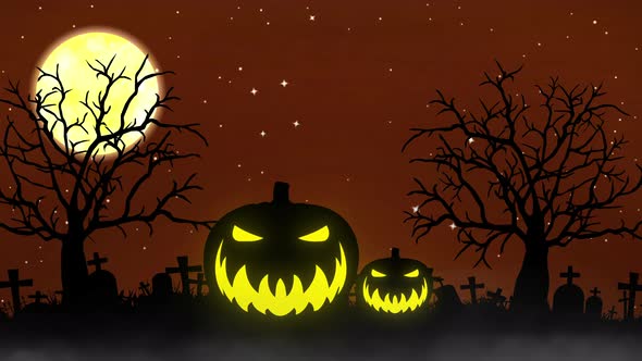 Halloween Background Animation with the Concept of Pumpkins and Spooky ...