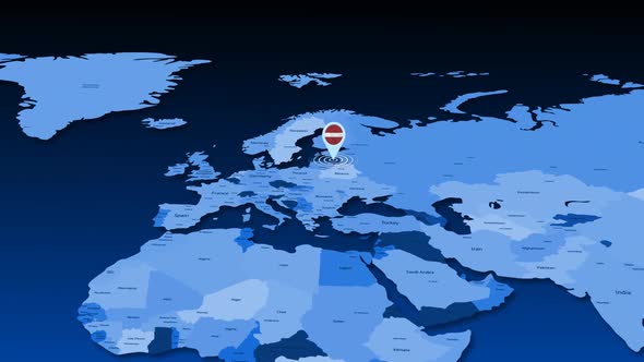 Latvia Location Tracking Animation On Earth Map, Motion Graphics ...