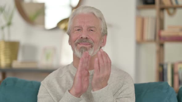 Positive Old Man Clapping at Home, Stock Footage | VideoHive