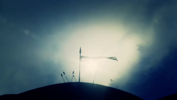 Spear and Arrows on an Empty Battlefield Marking a Bloody Medieval War ...