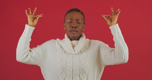 Portrait Calm Mixed Race Afro American Woman Girl Model Standing ...