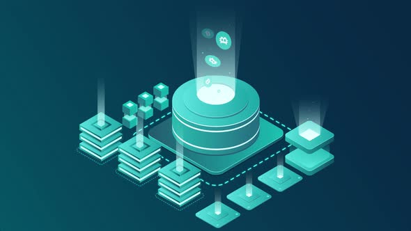 Blockchain Animation of Bit Coin Digital Virtual Currency Mining Rig ...