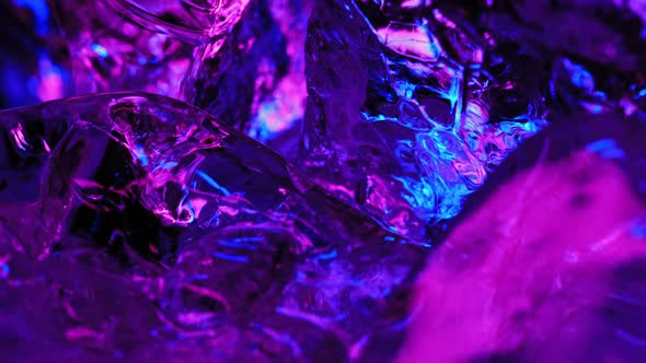 Block Ice Is Lit with Neon Blue and Pink in the Light, Stock Footage
