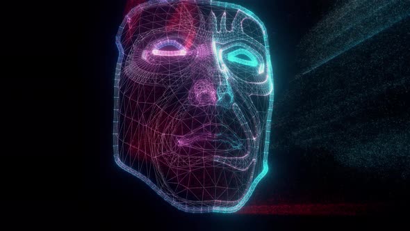 Futuristic Humanoid Robot Face Scanning 4k, Motion Graphics | VideoHive