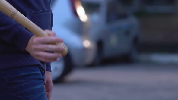 Bully Slowly Walking With Bat, Dangerous Criminal Ready to Attack ...