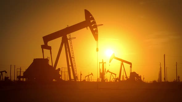 Large Oil Field At Sunrise, Stock Footage | VideoHive