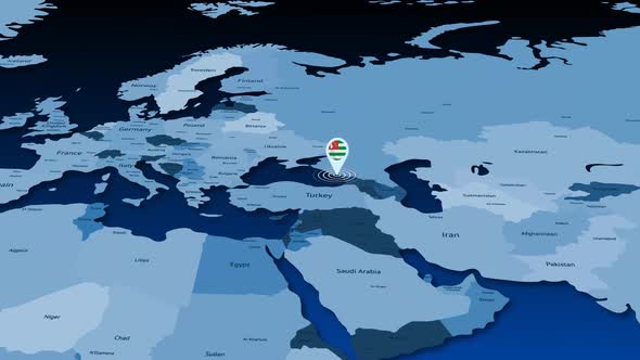 Abkhazia Location Tracking Animation On Earth Map, Motion Graphics