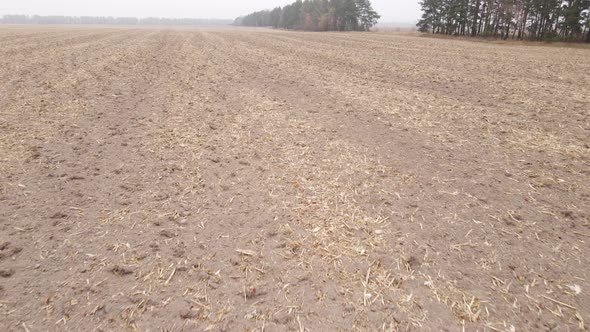 Empty Plowed Field in Autumn Aerial View, Stock Footage | VideoHive