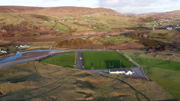 Aerial View of GAA Pitch in Glencolumbkille in County Donegal Republic ...
