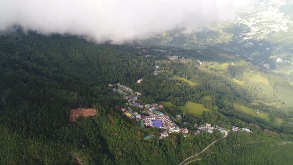 Rumtek Monastery area in Sikkim India seen from the sky, Stock Footage