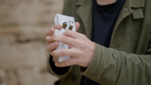 Close Up Shot of Man's Hand Juggling Cards, Stock Footage | VideoHive