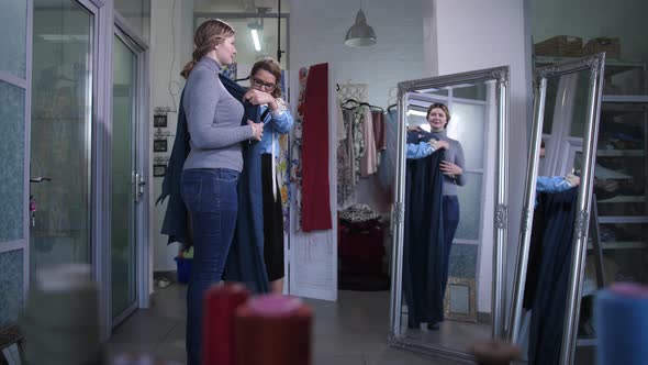 Client Fitting Dress in Atelier, Stock Footage | VideoHive