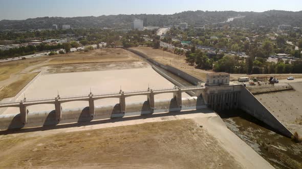 Aerial shot of the historic Sepulveda Dam., Stock Footage | VideoHive