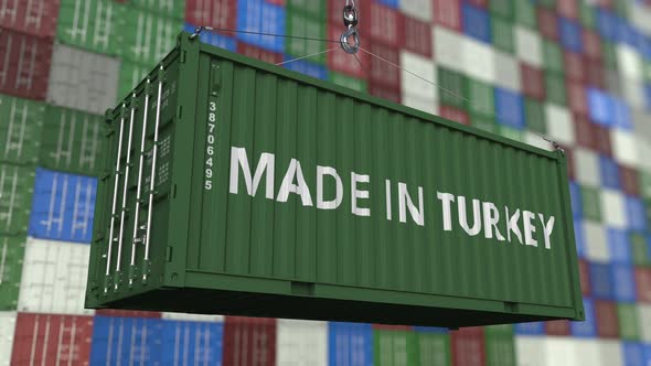 Cargo Container with MADE IN TURKEY Caption, Motion Graphics | VideoHive