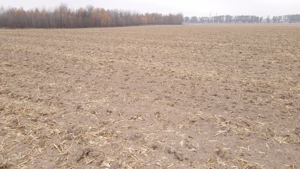 Empty Plowed Field in Autumn Aerial View, Stock Footage | VideoHive
