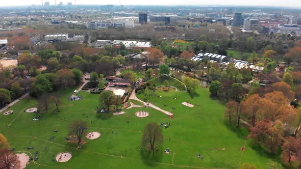Top view of the green lawns in Luisenpark. Mannheim. Germany., Stock ...