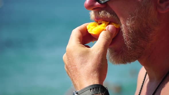 Man Eating Peach, Stock Footage | VideoHive