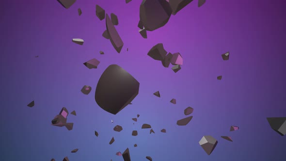 Broken Shapes and Flying Particles of a Broken Meteorite, Motion Graphics