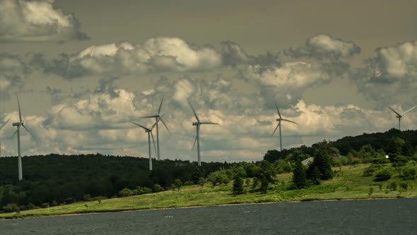 Wide time lapse shot of the Mount Storm wind farm operated around Mount ...