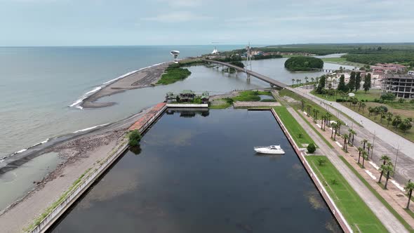Anaklia, Georgia - July 16 2022: Aerial view of Anaklia-Ganmuhkuri ...