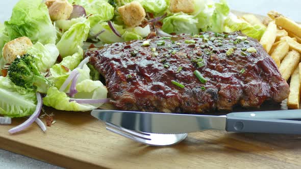 Grilled bbq pork rip with sauce, Stock Footage | VideoHive