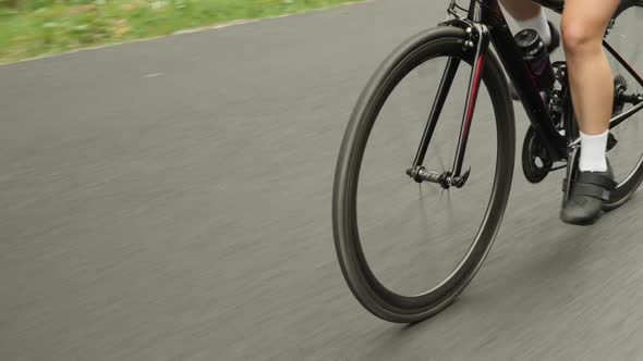 Cyclist riding on bicycle. Bicycle wheel rotation, Stock Footage ...