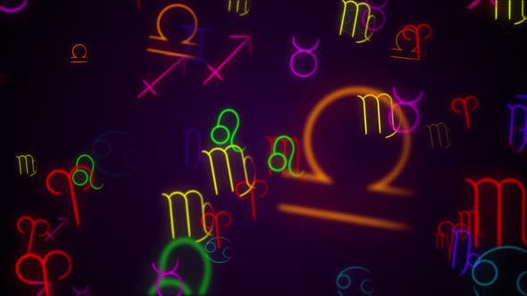 Horoscope Zodiac Sign Icon Symbols in Neon Style Seamles Background ...