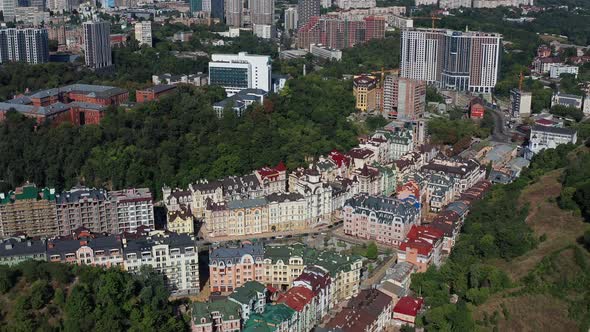 Top view of Podol. Many buildings and churches., Stock Footage | VideoHive