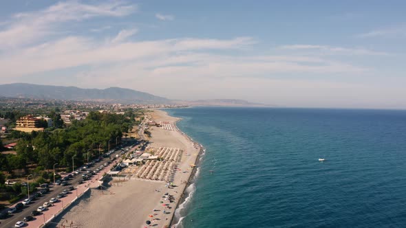 Aerial view of italian sand coastline, Stock Footage | VideoHive