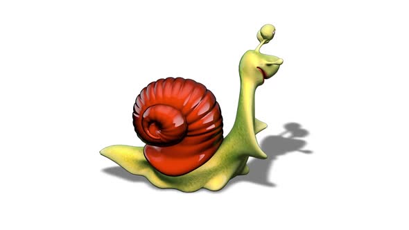 Fun 3D Snail Dance Show Looped on White, Motion Graphics | VideoHive