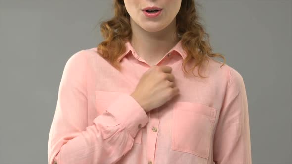 Woman Saying I Apologize in Sign Language Teacher Showing Words in Asl ...