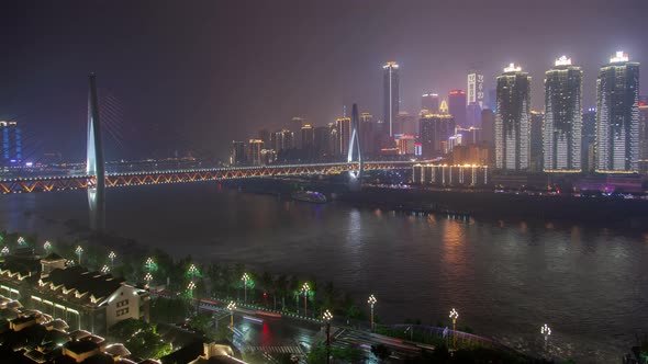 Dongshuimen Bridge Over Yangtze River in Chungking in China, Stock Footage