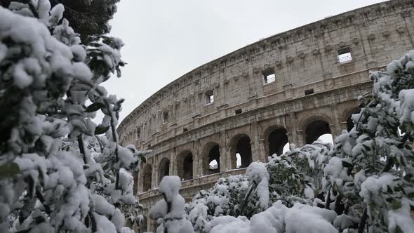 Wonderful view of Colosseum covered by snow- 26 February 2018, Rome ...