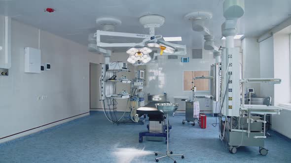 Modern surgical room with technology and lamps, Stock Footage | VideoHive