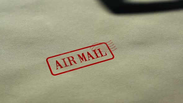 Air Mail Seal Stamped on Blank Paper Background, Parcel Delivery ...