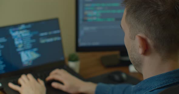 Man Coding Html and Programming on Screen Monitors, Development Web ...