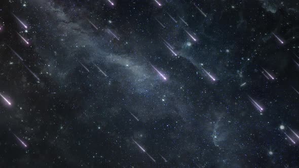 Shooting Star Comets Rain Down from Outer Space Night Sky Heavens ...
