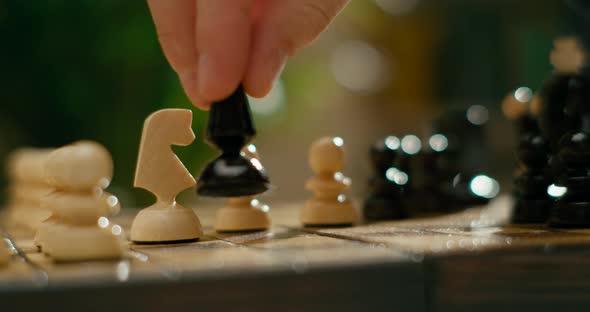 Cinematic Close Up To Hands Playing Chess, Stock Footage | VideoHive